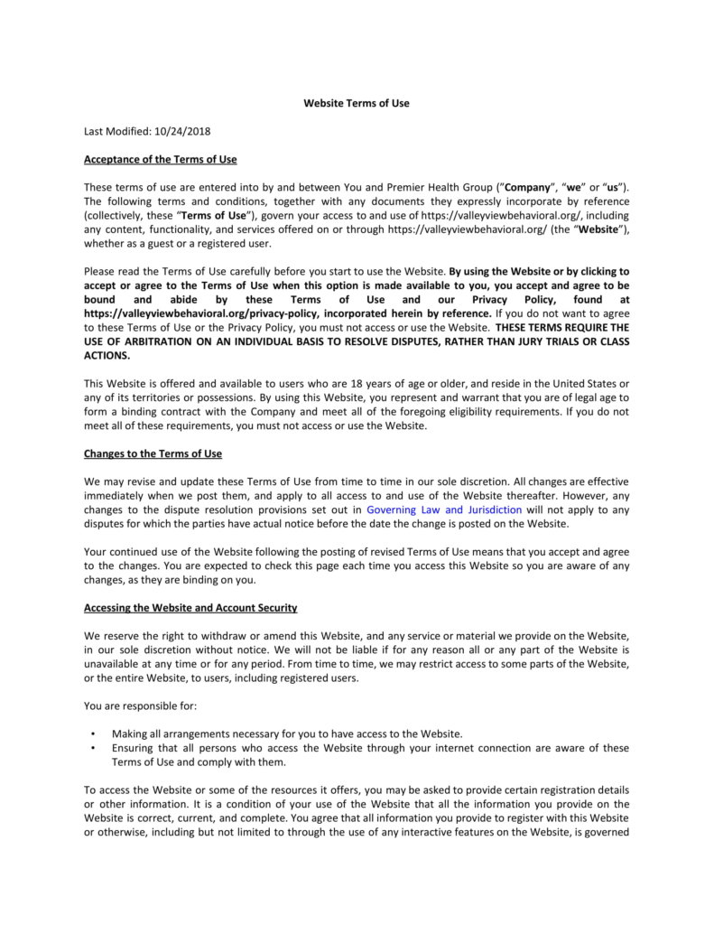 valleyviewbehavioral Terms of Use-1 - Valley View Behavioral